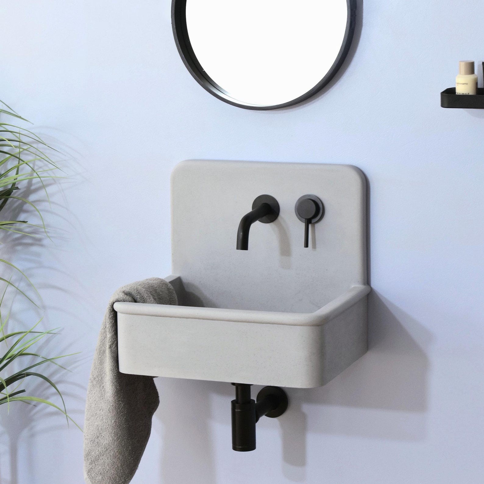 Dama Grey Floating Concrete Sink | Modern Dama Wall-hung Basin ...