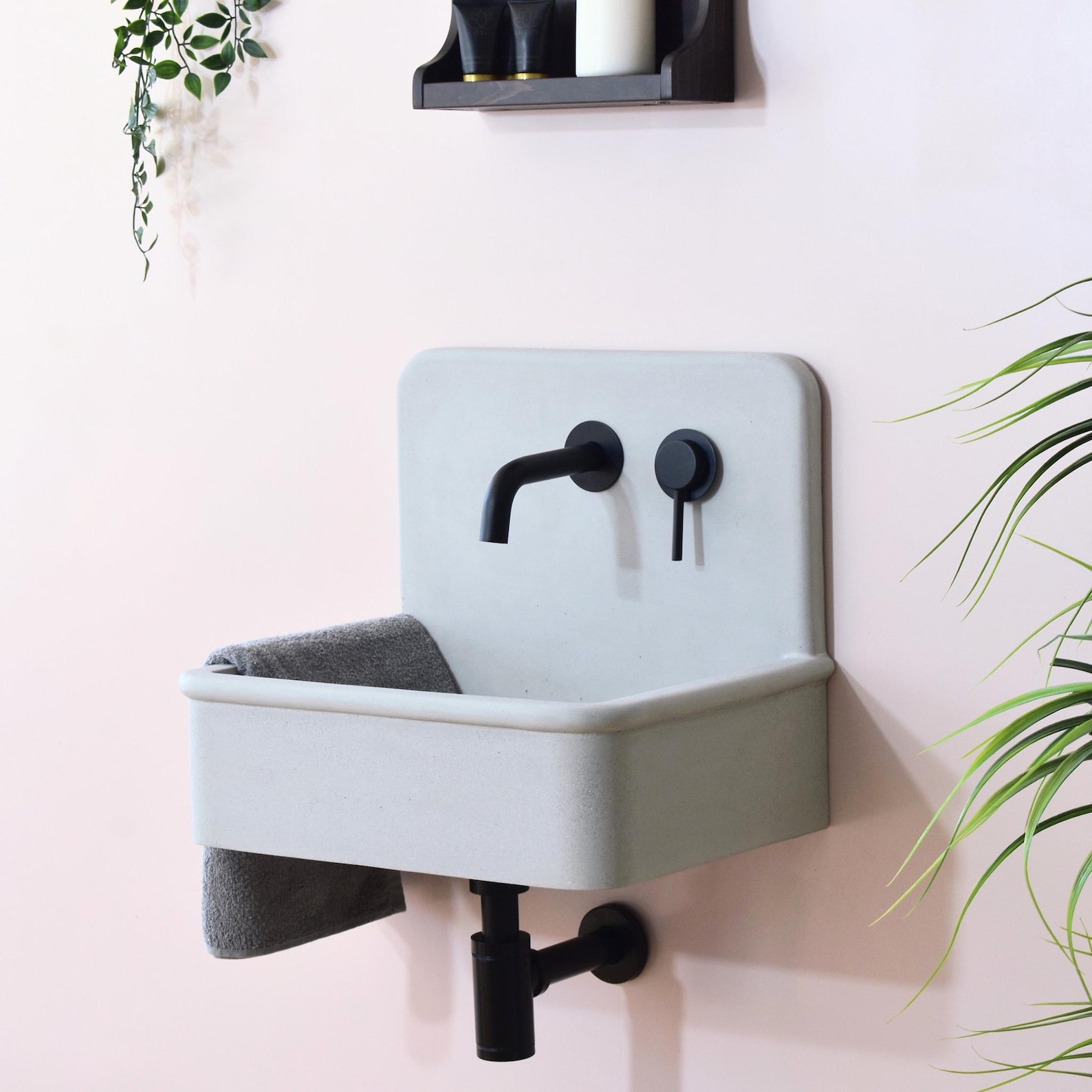 Dama Grey Floating Concrete Sink | Modern Dama Wall-hung Basin ...