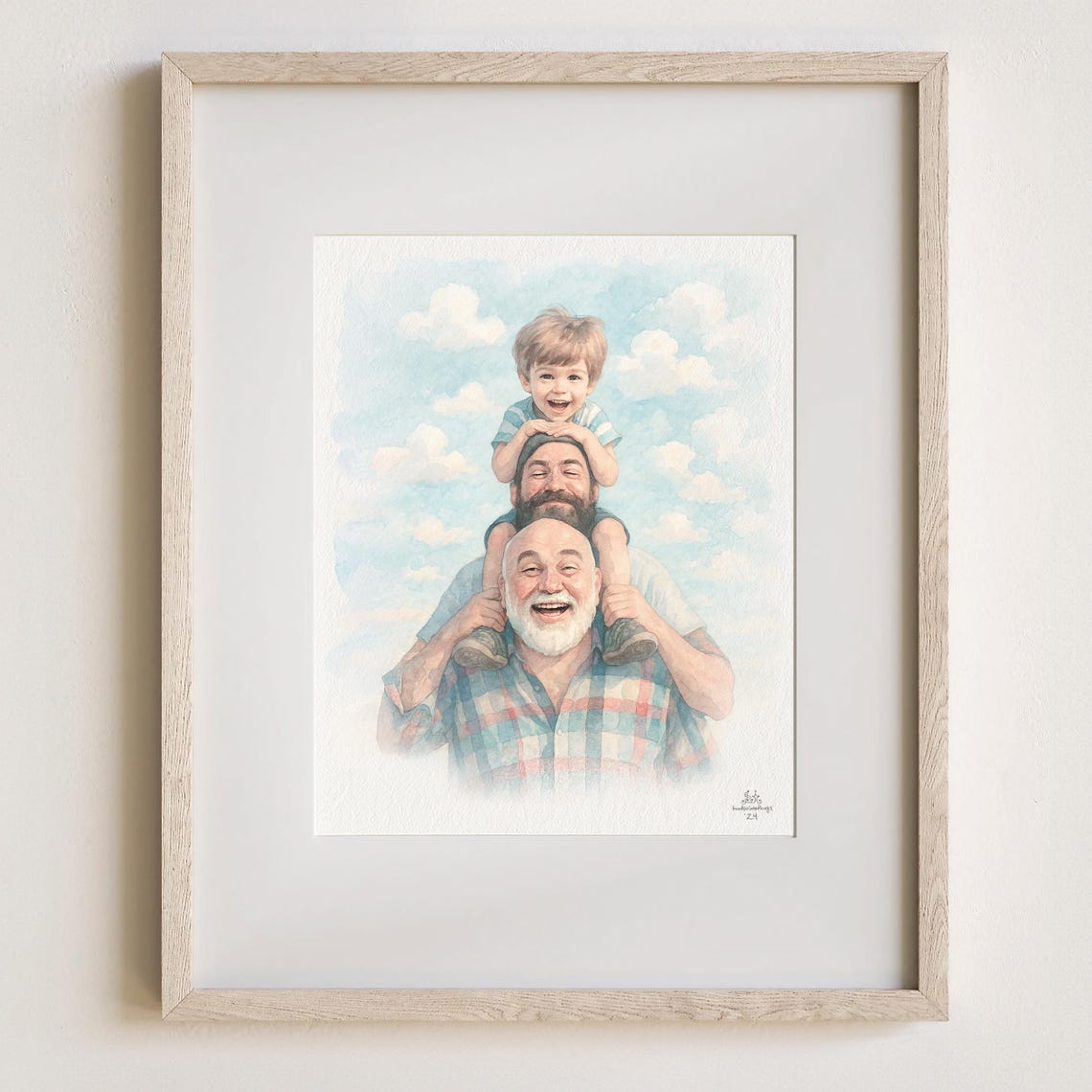 Hand Painted Watercolor Father's Day Portrait • Painting From Photo ...