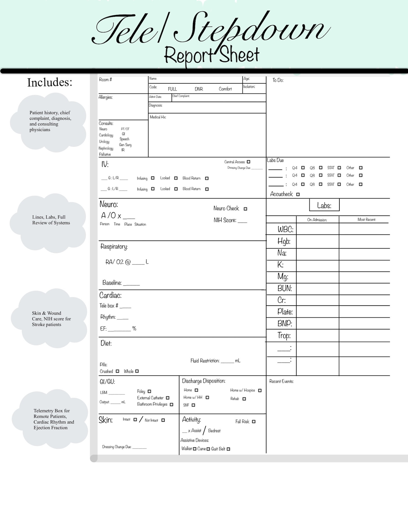 Telemetry/stepdown Report Sheet - Etsy