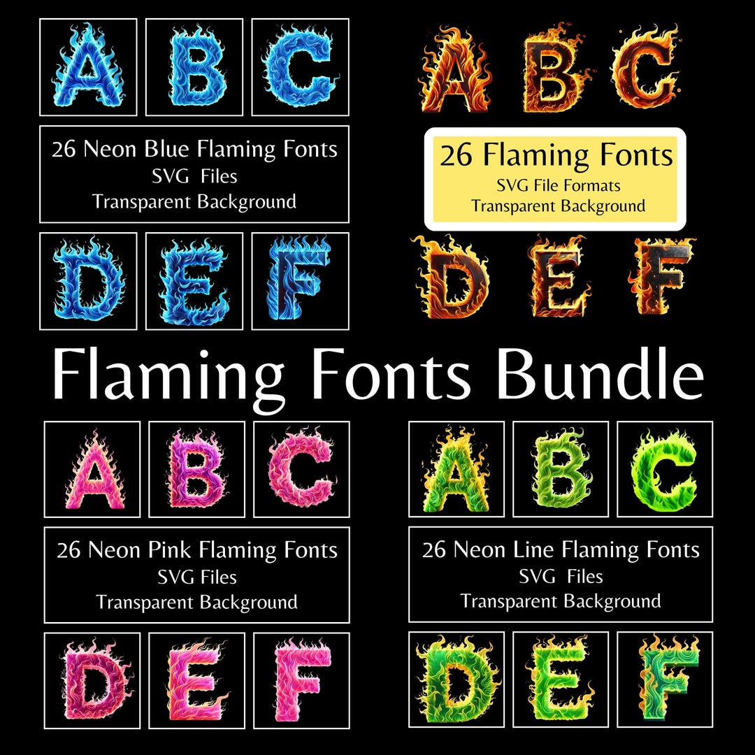 Flaming Fonts Bundle - Bold Fire-themed Typography - Digital Download ...