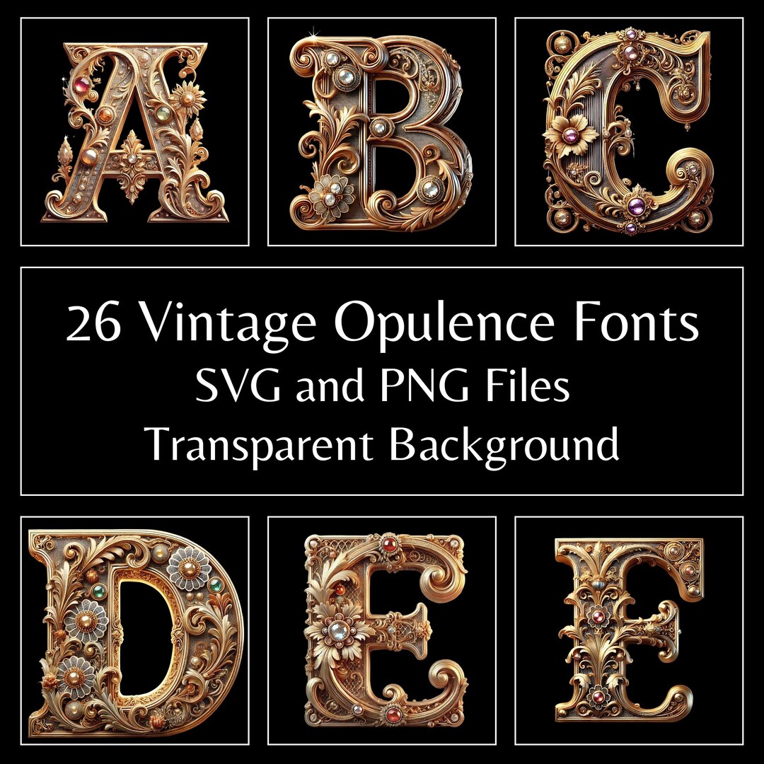26 Vintage Opulence Fonts Bundle Elegant Retro Typography Collection ...