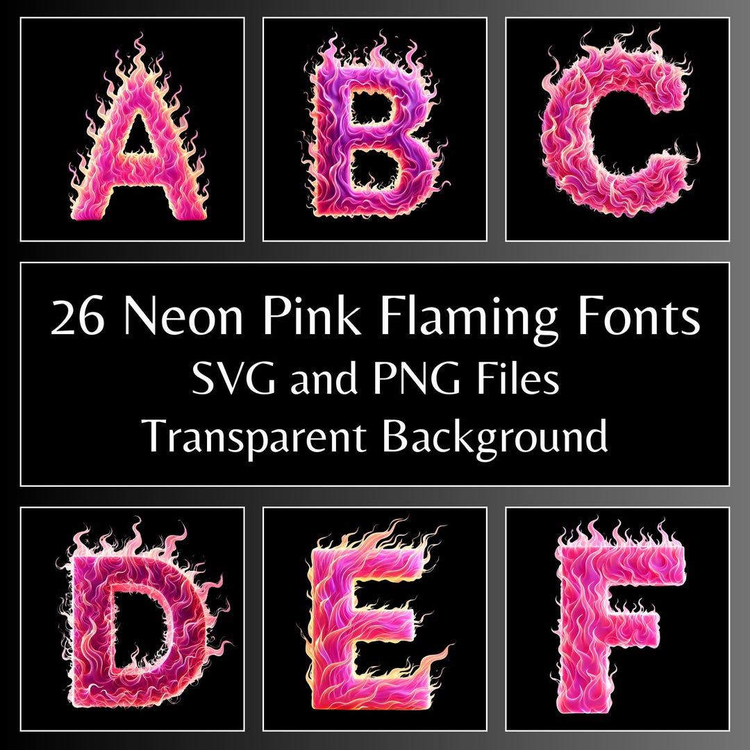 26 Neon Pink Flaming Fonts Retro Aesthetic Typography Bold Script ...