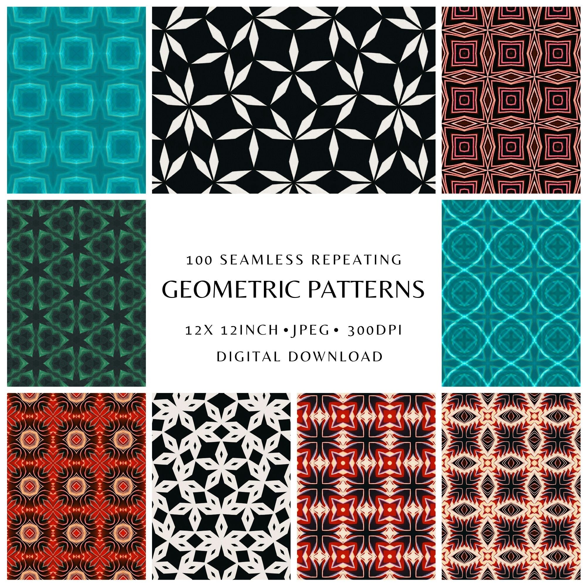 100 Geometric Repeating Patterns Digital Download Seamless Designs ...