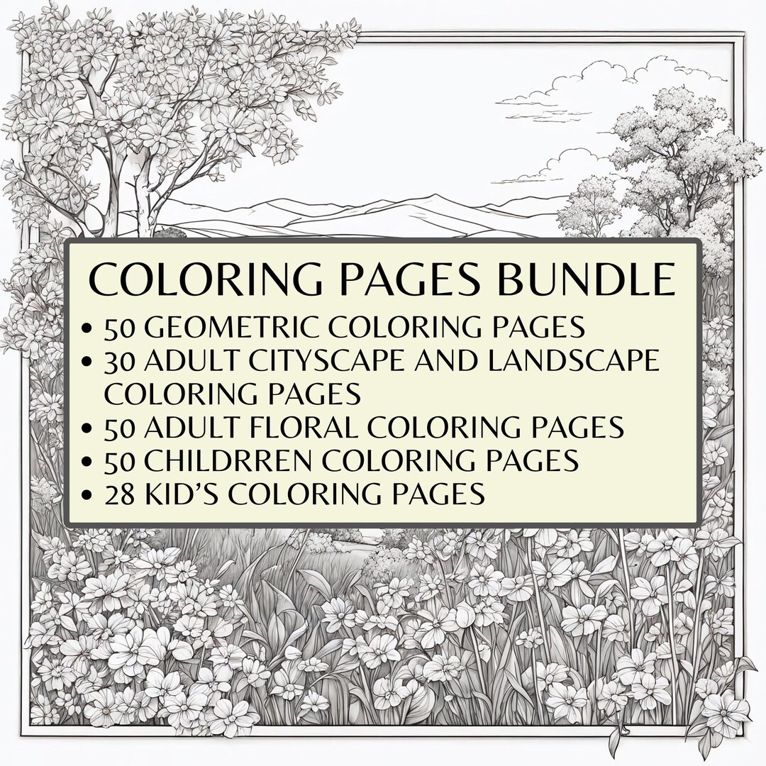 Adult and Kids Coloring Pages Bundle | Printable Activity Pack | Family ...