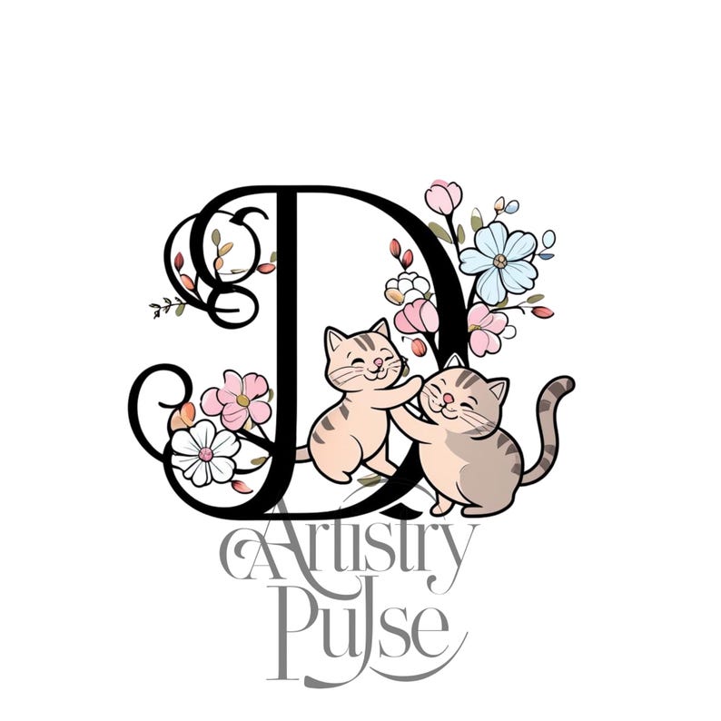 Floral Cat Fonts: 26 Whimsical Handwritten SVG Typography (digital ...