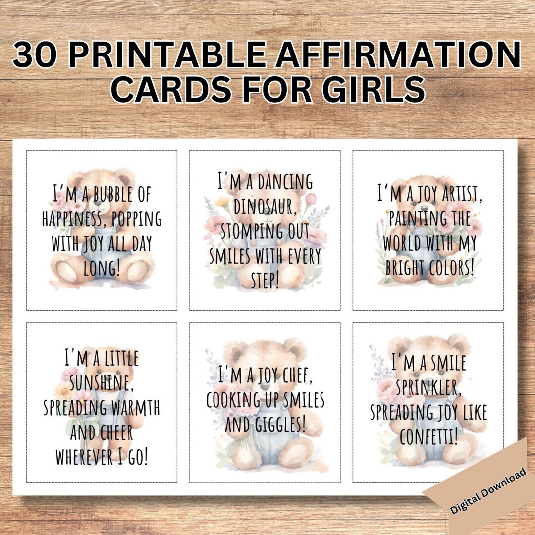 30 Affirmation Cards for Girls - Positive Affirmation Deck for Kids ...