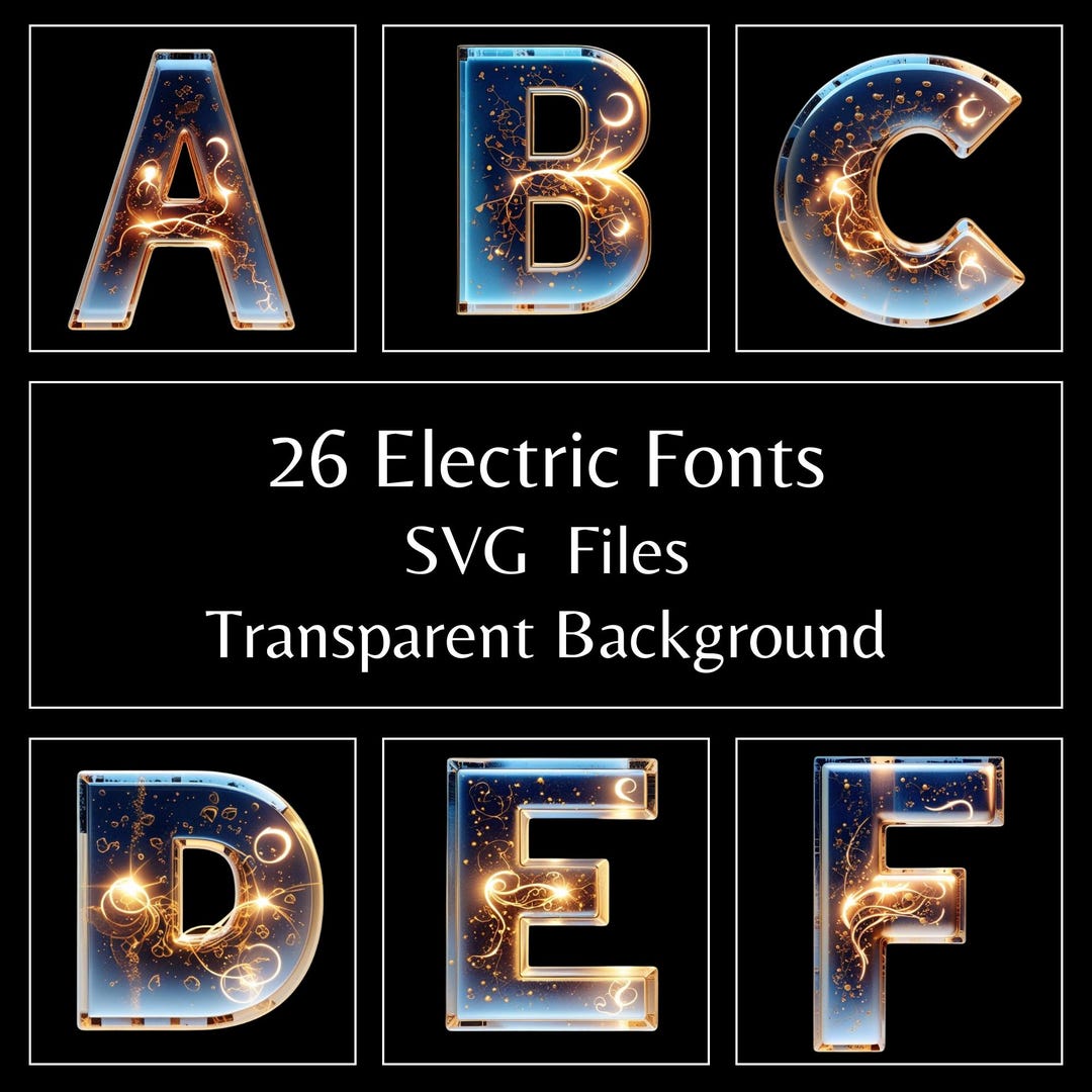Electric Font SVG Bundle: 26 Bold Neon Lettering Designs (digital ...