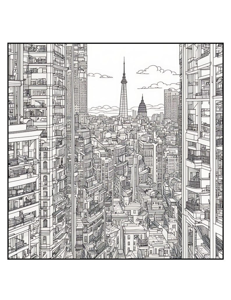 30 Adult Coloring Pages City & Countryside Landscapes 8.5x11 PDF ...