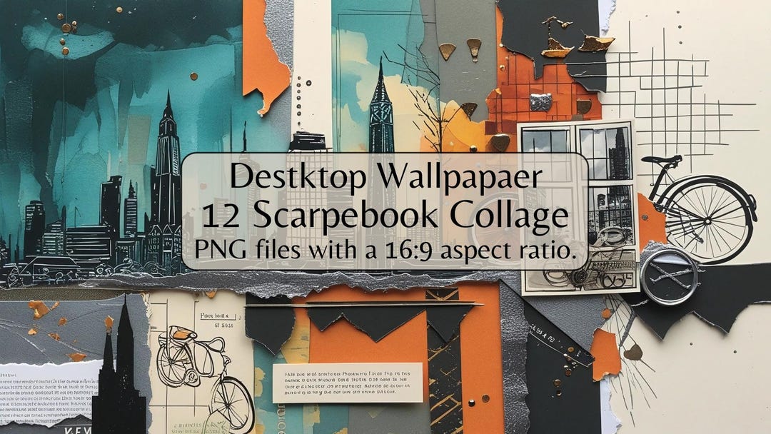 12 Scrapbook Collage Desktop Wallpapers PNG 16:9, Digital Aesthetic ...