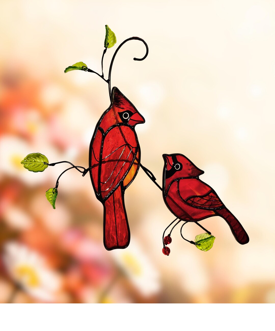 Red Cardinal Stained Glass Window Hangings Cardinal Stain Glass Bird ...