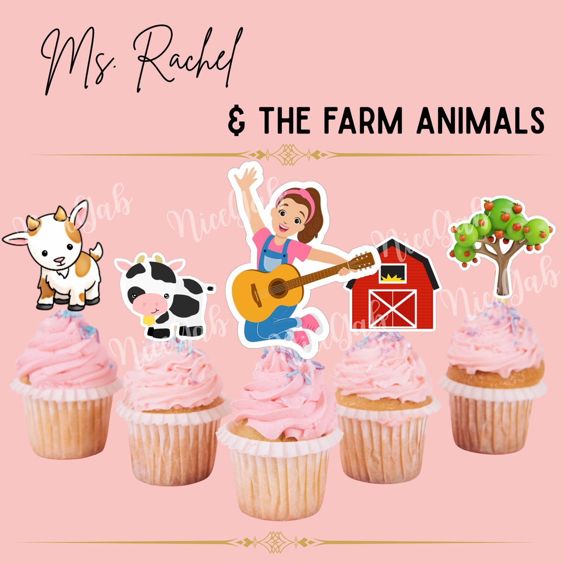 Ms. Rachel Farm Animals Clipart: Birthday Party Decor (PNG, Digital ...