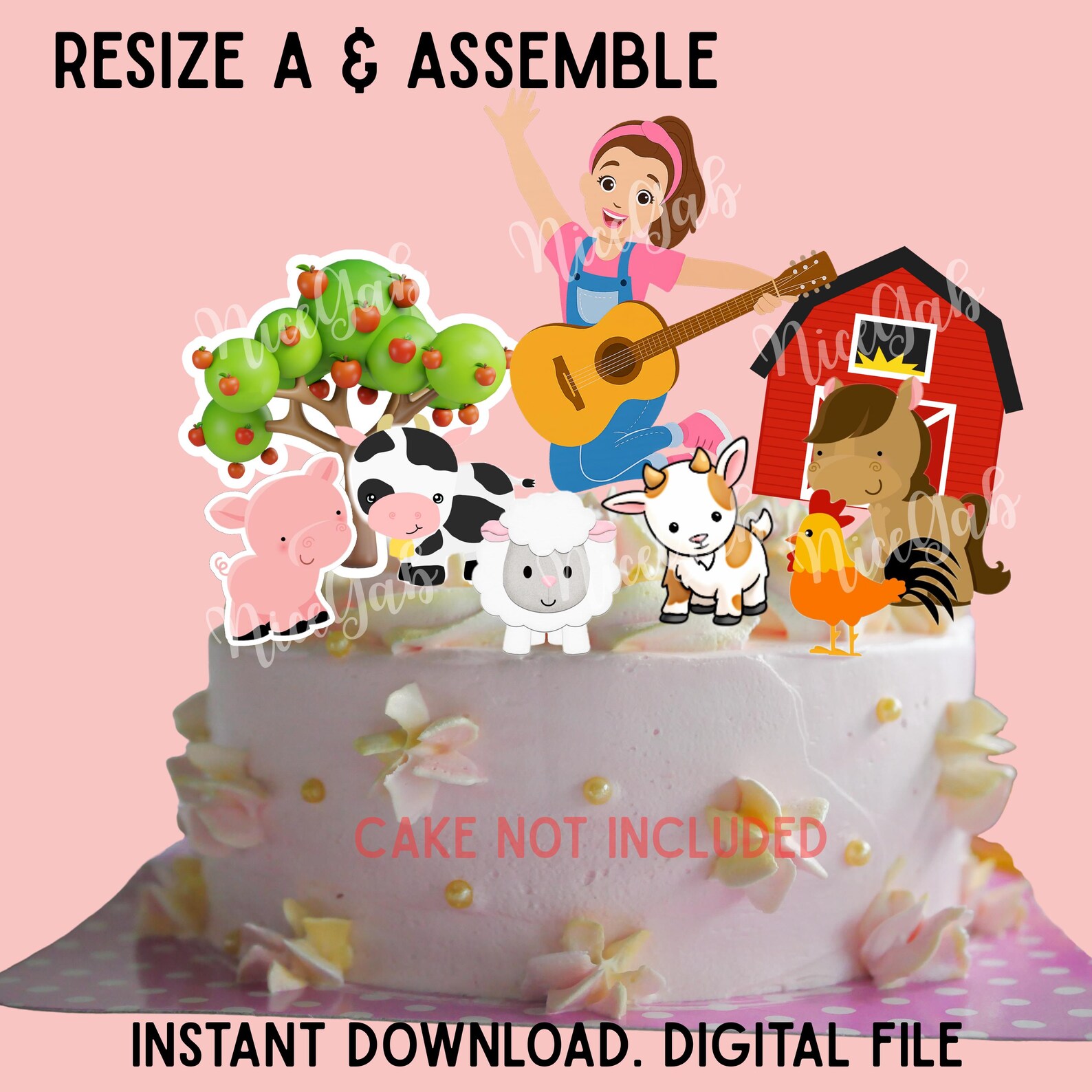 Ms. Rachel Farm Animals Clipart: Birthday Party Decor (PNG, Digital ...