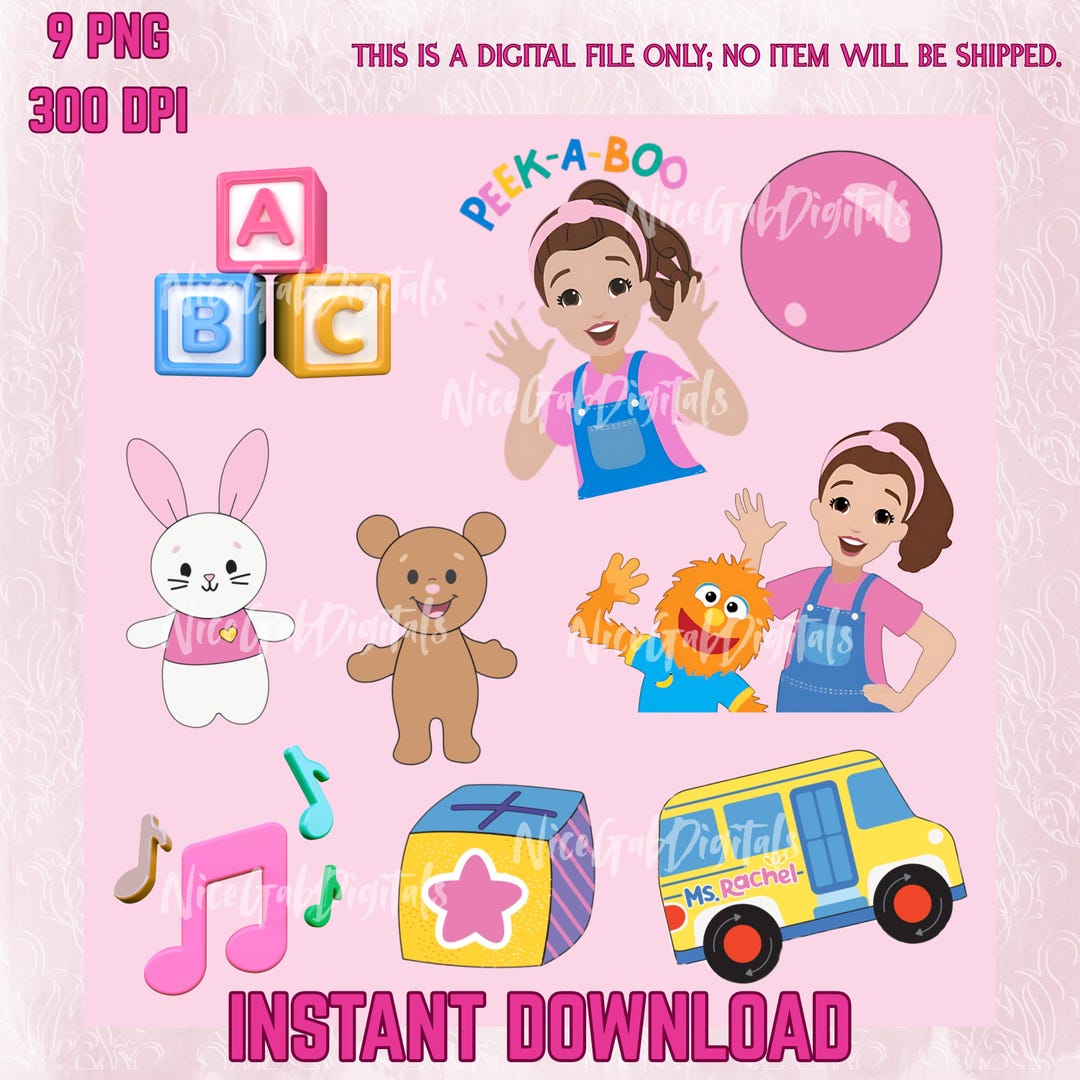 Ms. Rachel Clipart PNG Bundle | DIY Party Decor (digital Download) | 9 ...