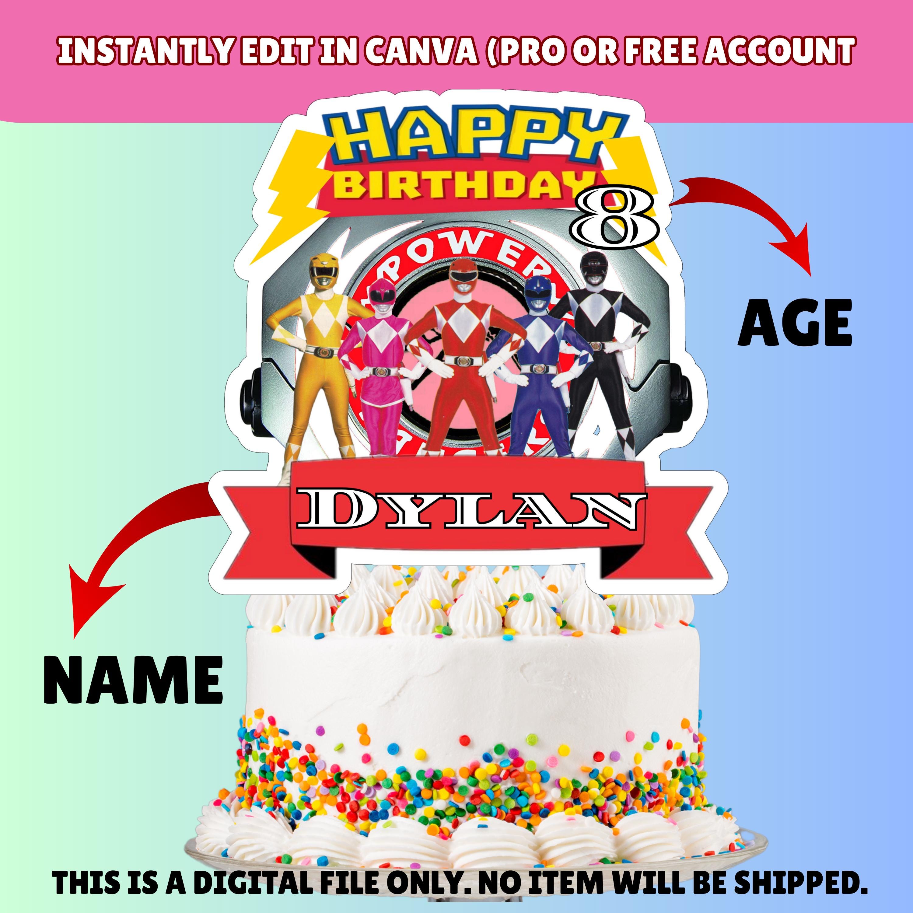 Editable Power Ranger Cake Topper, Rangers Cake Topper, Digital ...