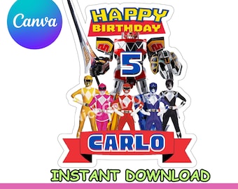 Canva Editable Power Rangers Cake Topper, Rangers Cake Topper, Digital ...