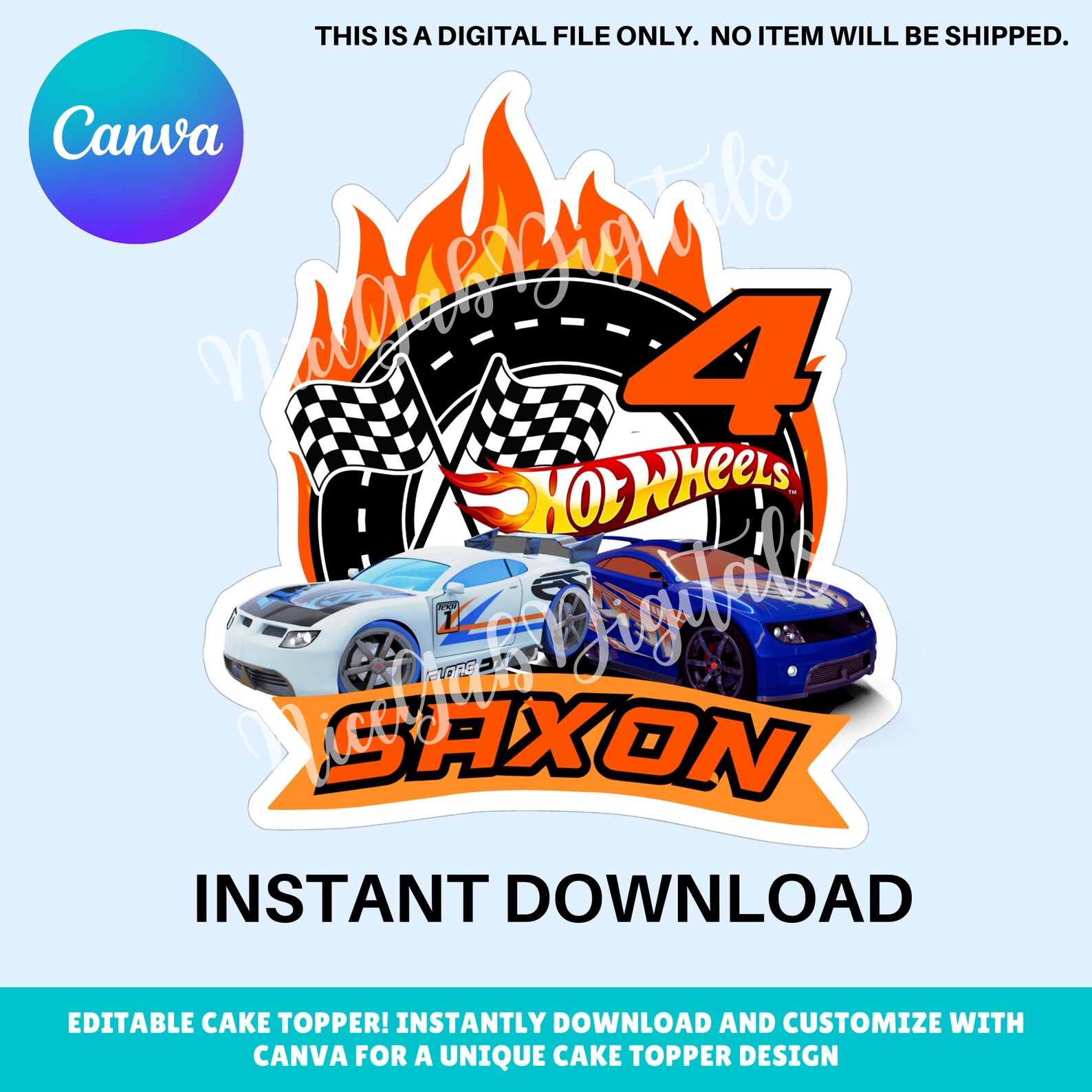 Editable Hot Wheels Cake Topper: Printable Car Theme (instant Download ...