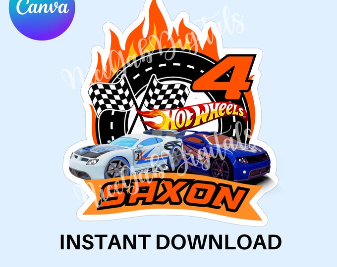 Editable Hot Wheels Cake Topper: Printable Car Theme (instant Download ...