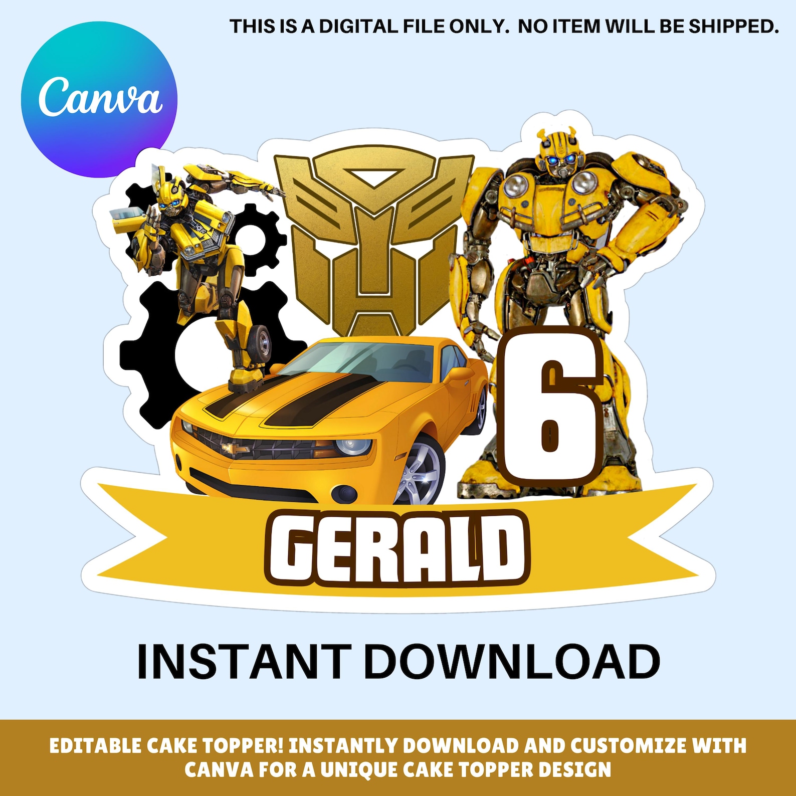 Transformer Robot Hero Cake Topper | Canva Editable Digital File ...