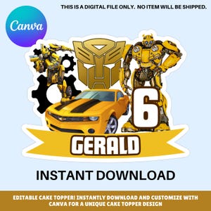 Transformer Robot Hero Cake Topper | Canva Editable Digital File ...