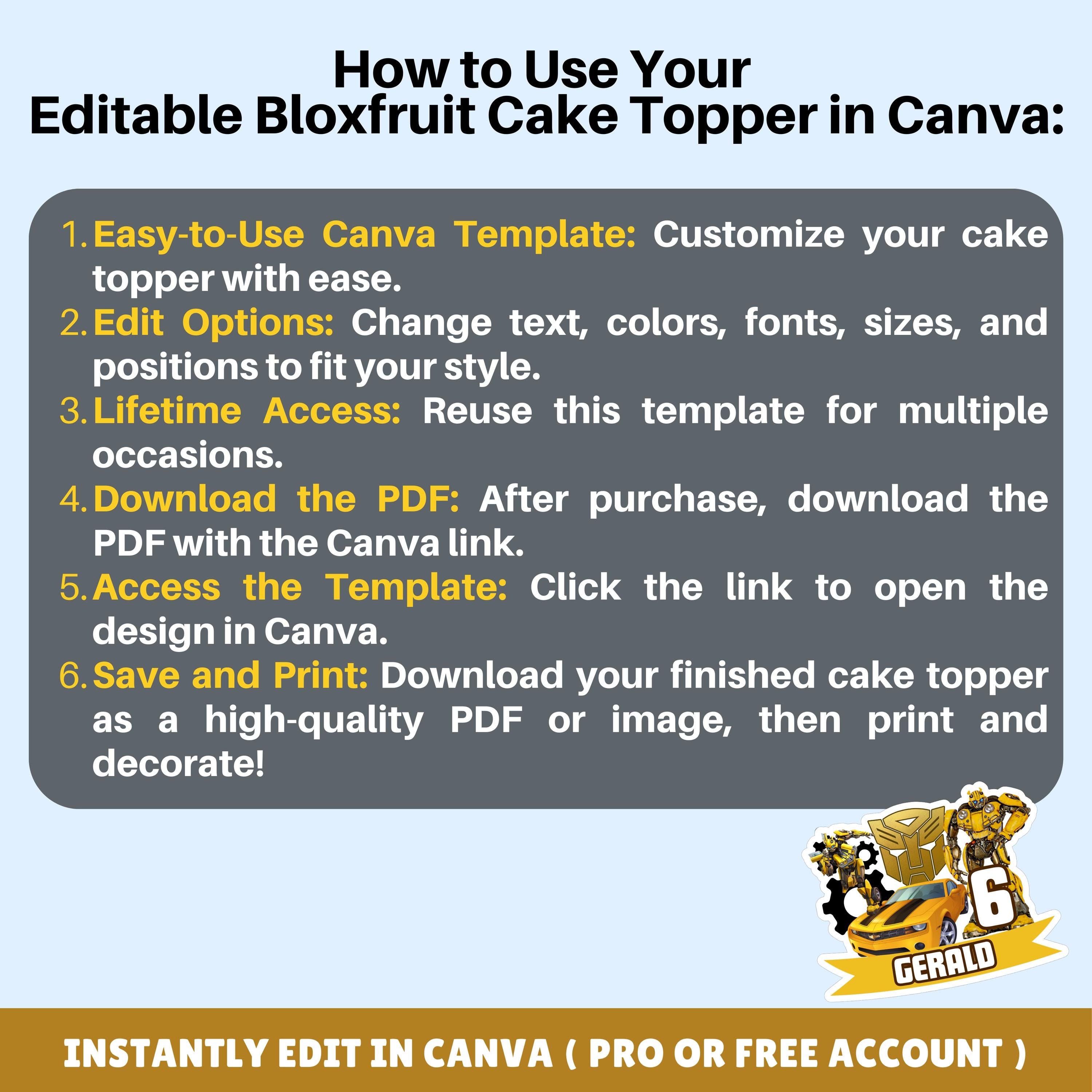 Transformer Robot Hero Cake Topper | Canva Editable Digital File ...