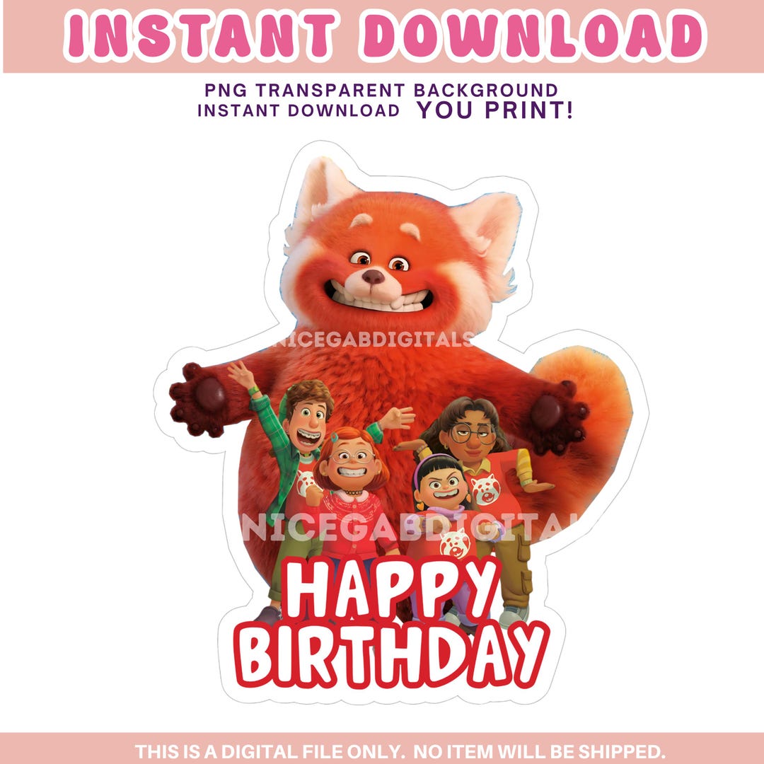 Turn Red Birthday Cake Topper: DIY Party Decor (digital Download) - Etsy