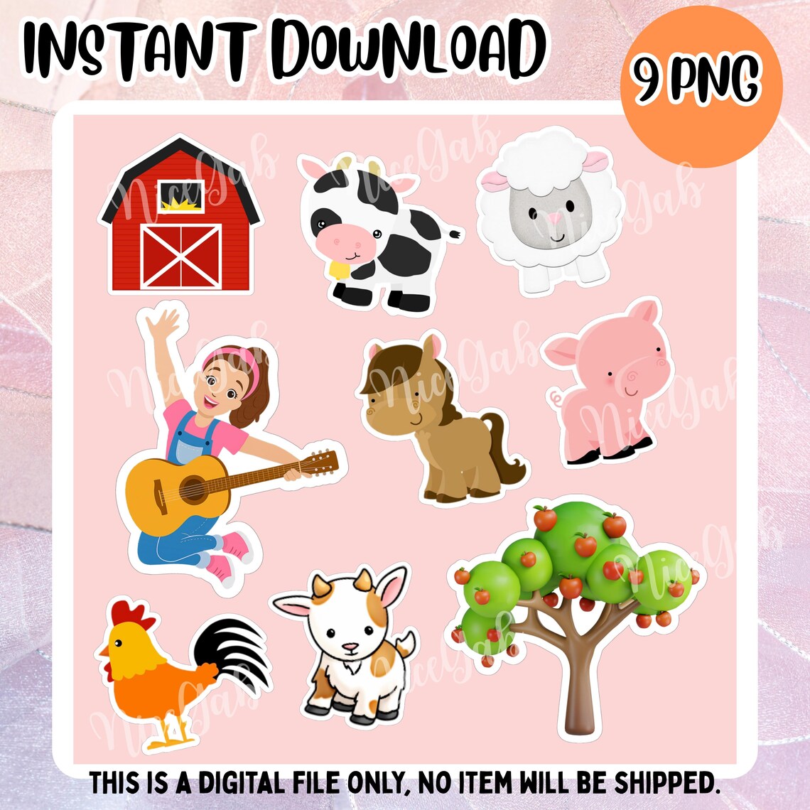 Ms. Rachel Farm Animals Clipart: Birthday Party Decor (PNG, Digital ...