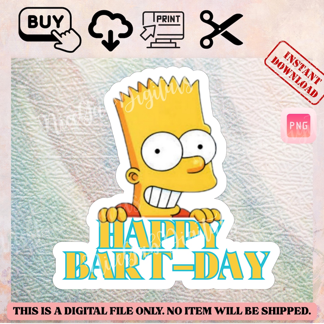 Bart Simpson Birthday Cake Topper | Funny Party Decor (digital File ...