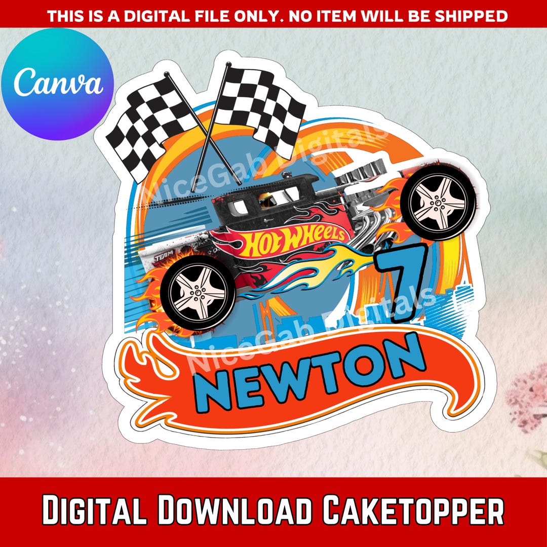 Editable Hot Wheels Cake Topper: Printable Car Party Decor (instant ...