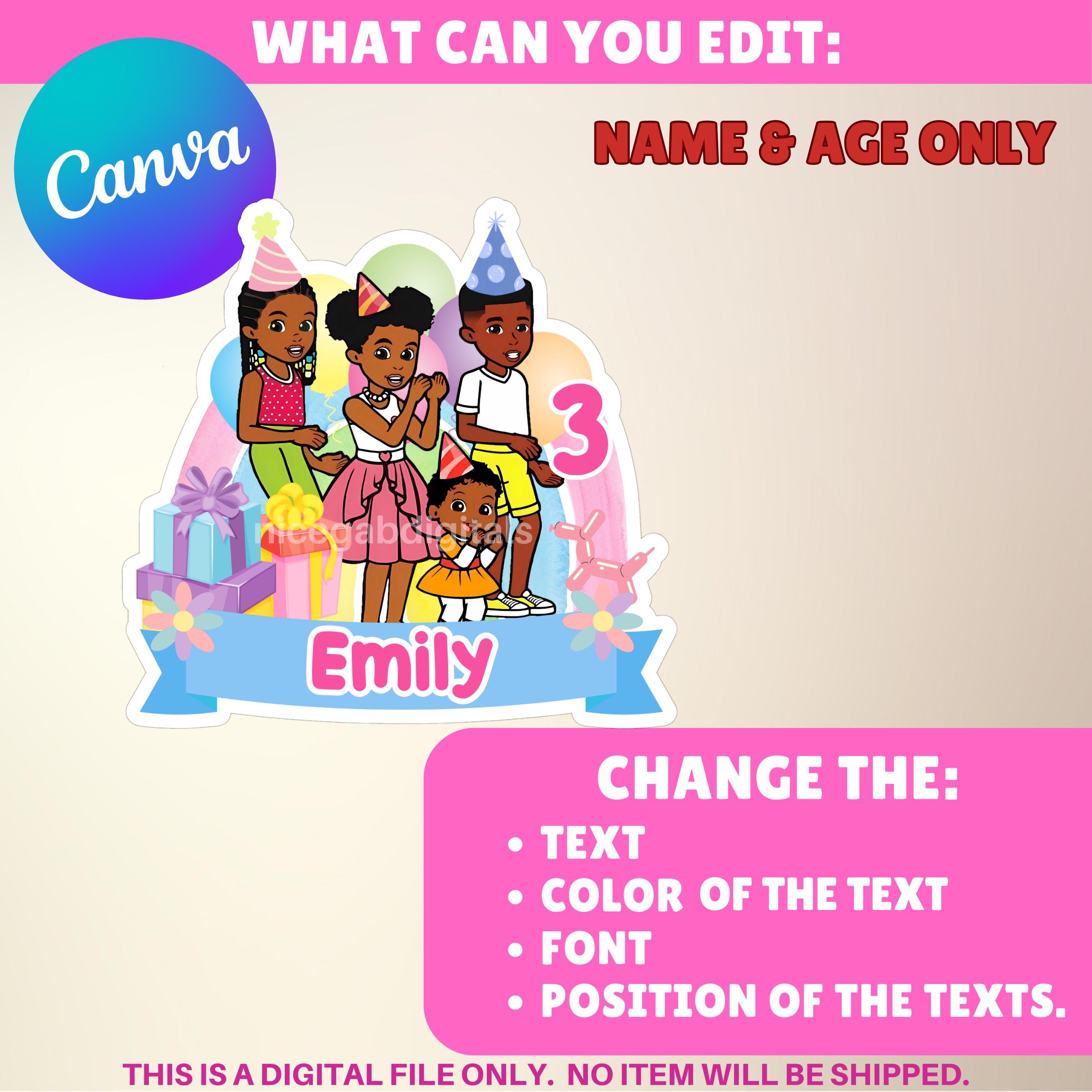 Gracie's Corner Cake Topper: Editable Birthday Template (canva Digital ...