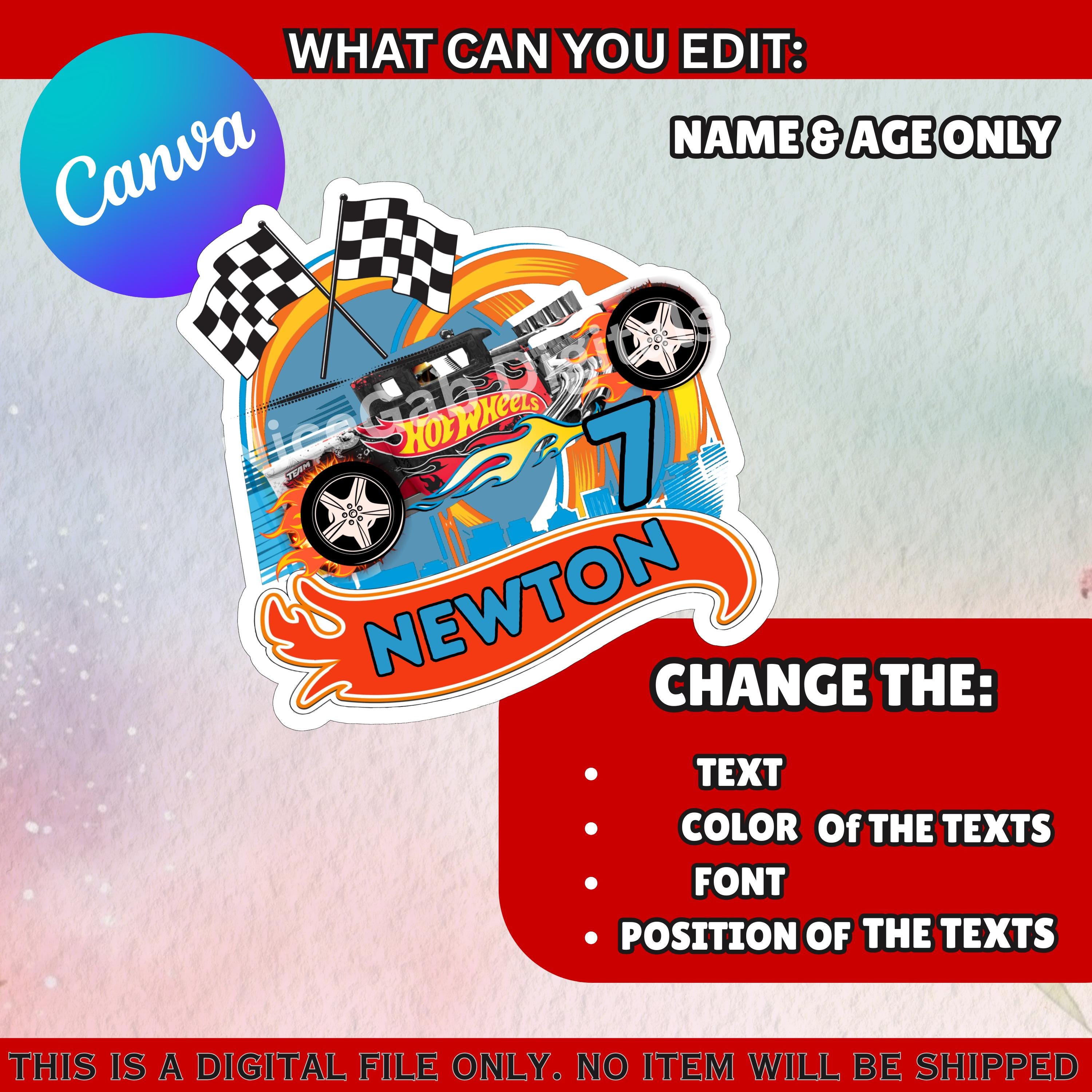 Editable Hot Wheels Cake Topper: Printable Car Party Decor (instant ...