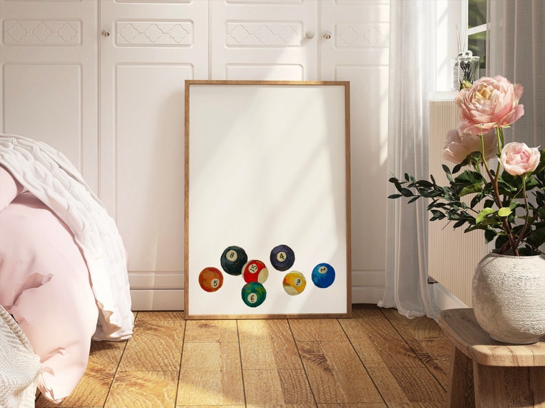 Hand-painted Pool Ball Wall Art | Trendy 8 Ball Cool Girl Room Decor ...
