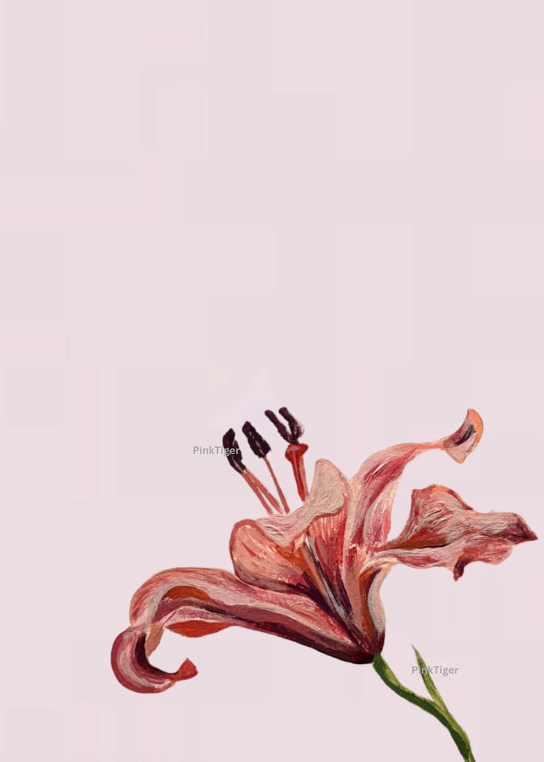 Hand Painted Tiger Lily Wall Art | Flower Digital Download, Print ...