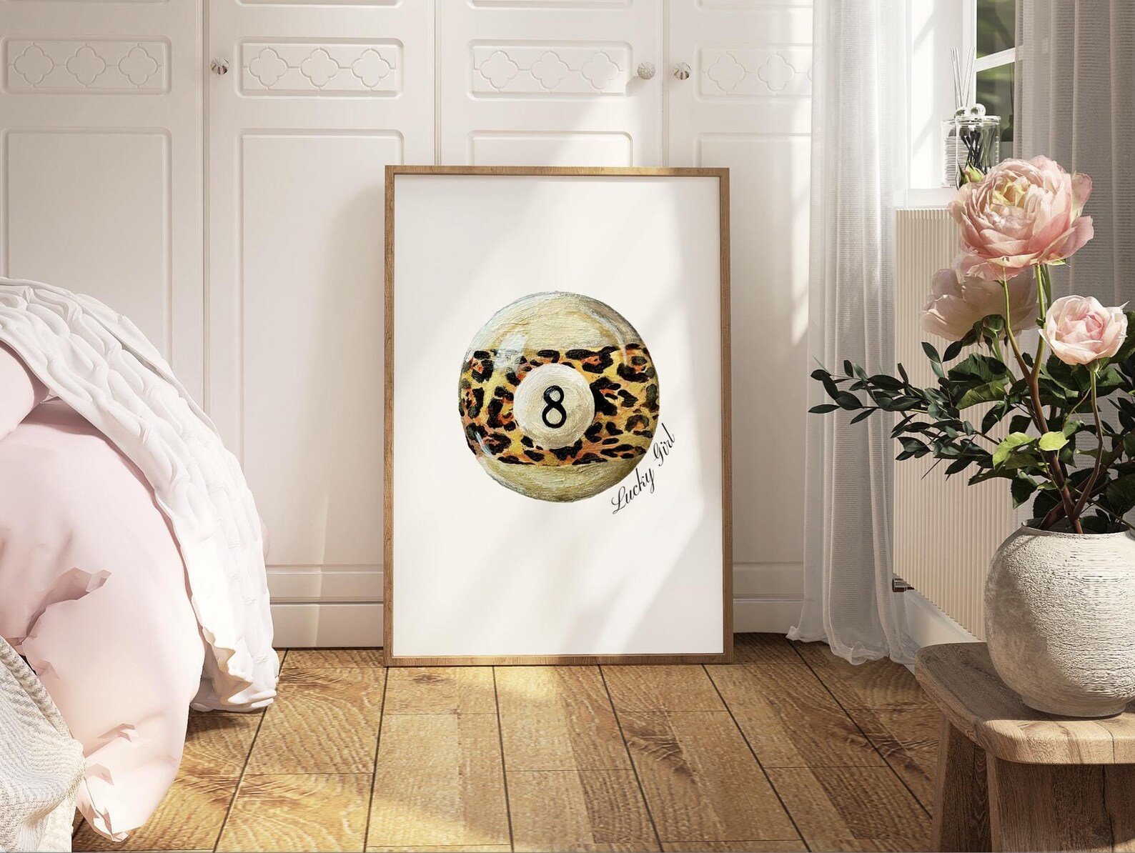 Leopard Print 8 Ball Retro Print Retro Hand-painted Wall Art, Lucky ...