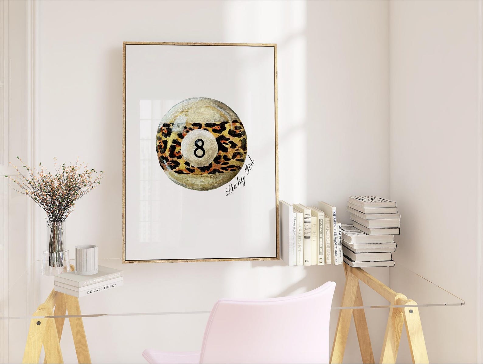 Leopard Print 8 Ball Retro Print Retro Hand-painted Wall Art, Lucky ...