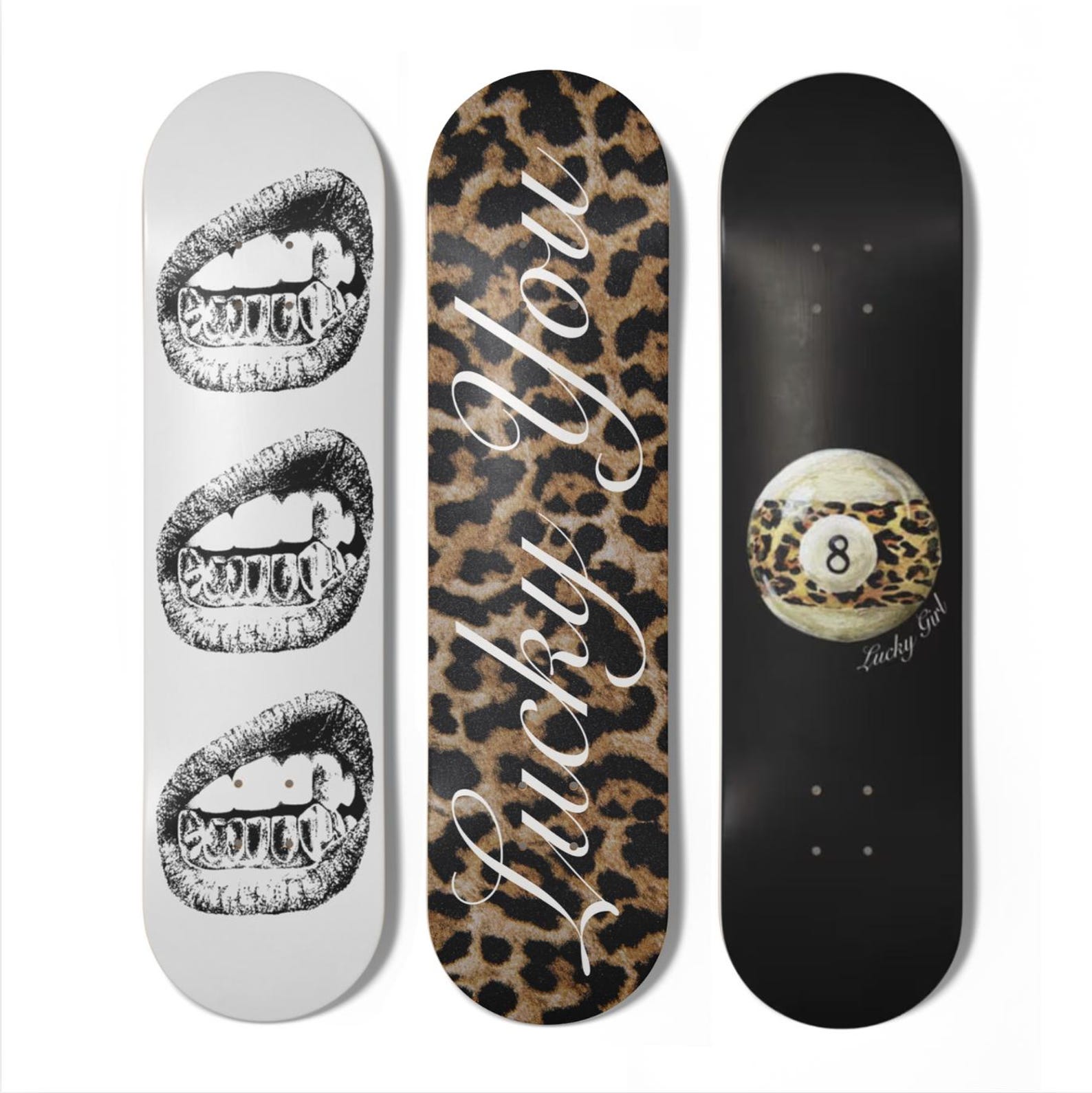 Y2K Leopard Print Skateboard Wall Art Set of 3, Trendy Retro Girl ...