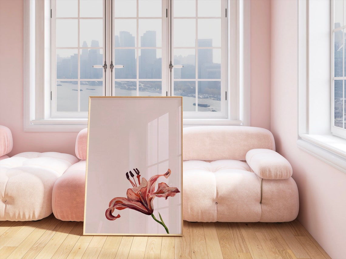 Hand Painted Tiger Lily Wall Art | Flower Digital Download, Print ...