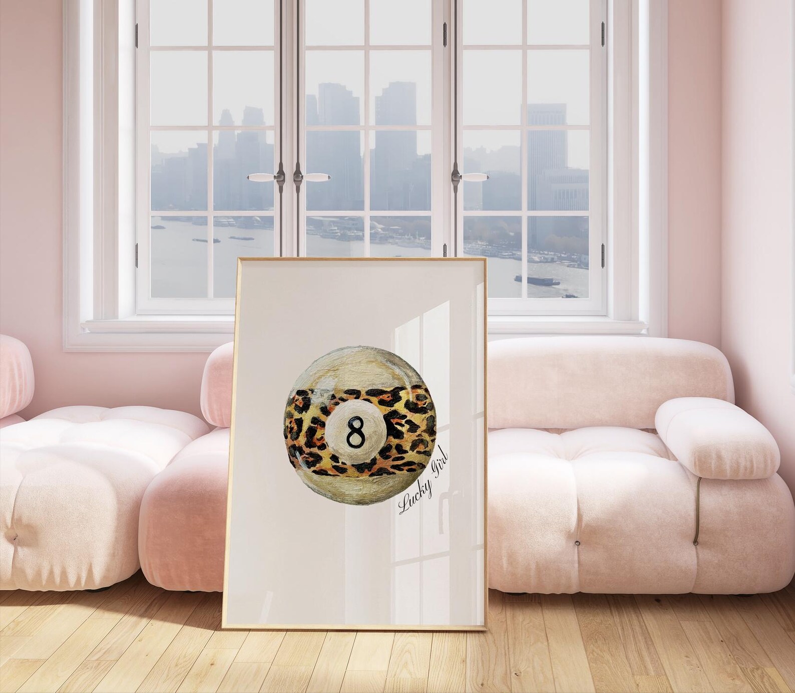 Leopard Print 8 Ball Retro Print Retro Hand-painted Wall Art, Lucky ...