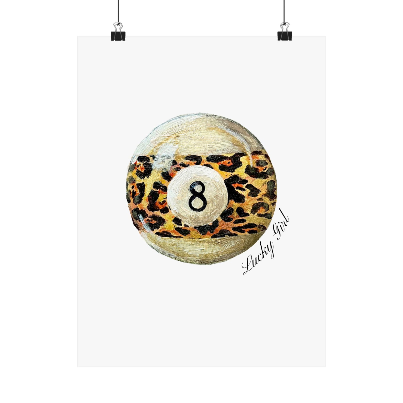 Leopard Print 8 Ball Retro Print Retro Hand-painted Wall Art, Lucky ...