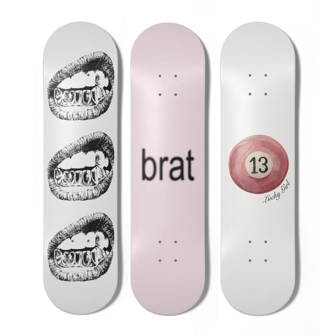 Y2K Skateboard Wall Art Set of 3, Trendy Retro Girl Bedroom Dorm Decor, Cool Girl Aesthetic Pink ...