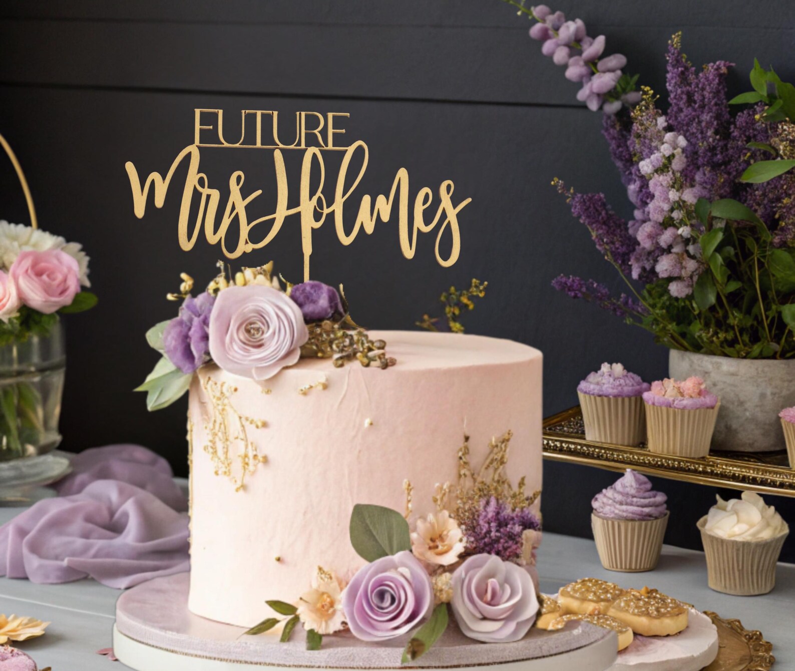 Bridal Shower Cake Topper, Future Mrs, Name Cake Topper, Custom ...