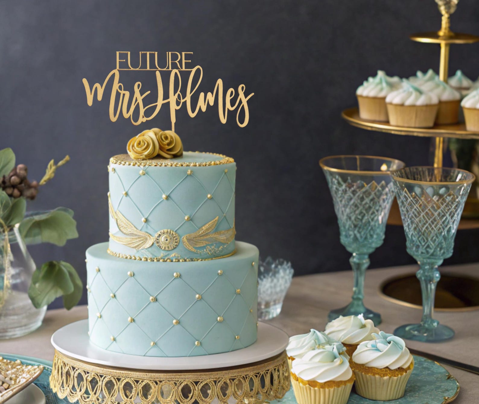 Bridal Shower Cake Topper, Future Mrs, Name Cake Topper, Custom ...