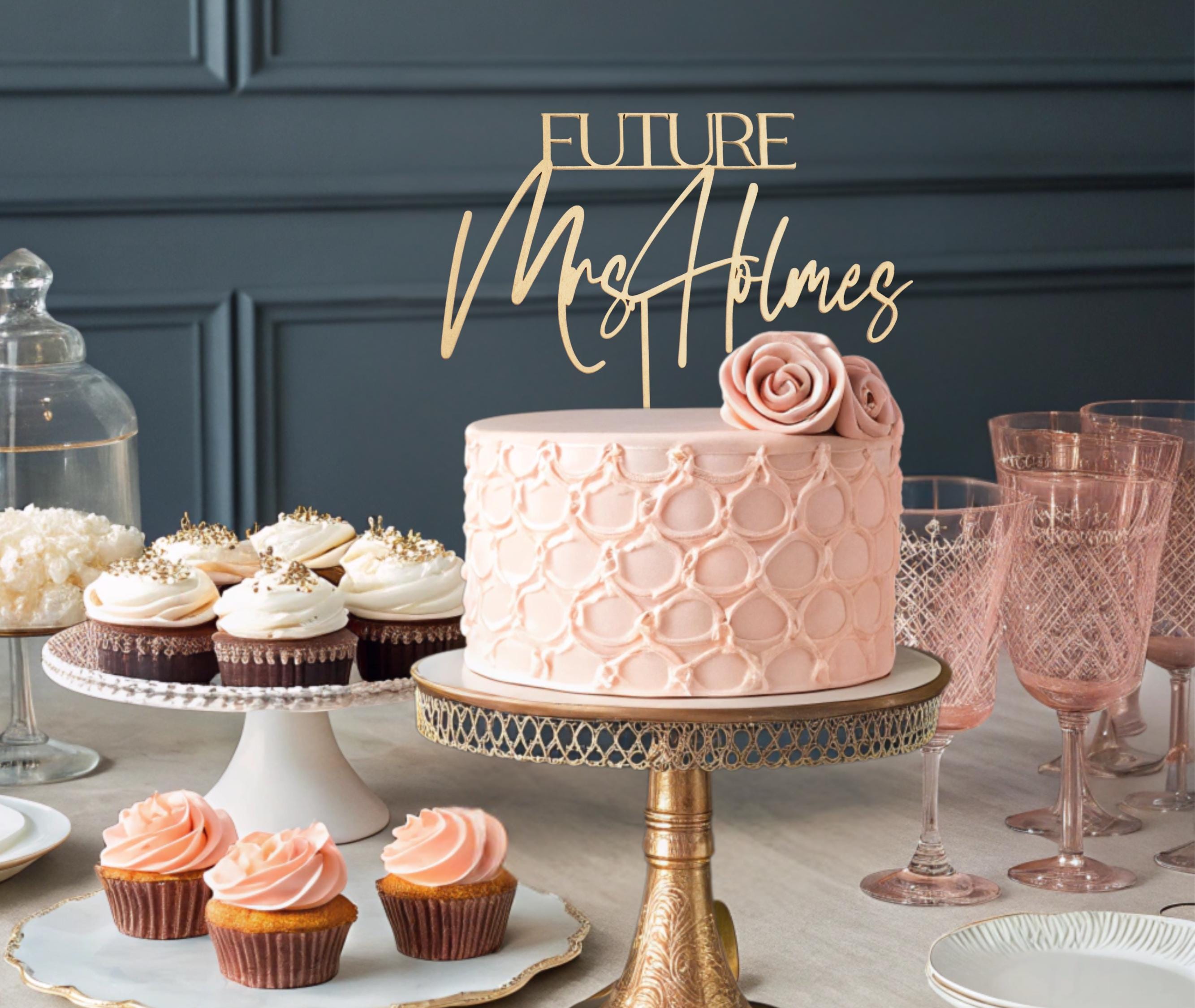 Bridal Shower Cake Topper, Future Mrs, Name Cake Topper, Custom ...