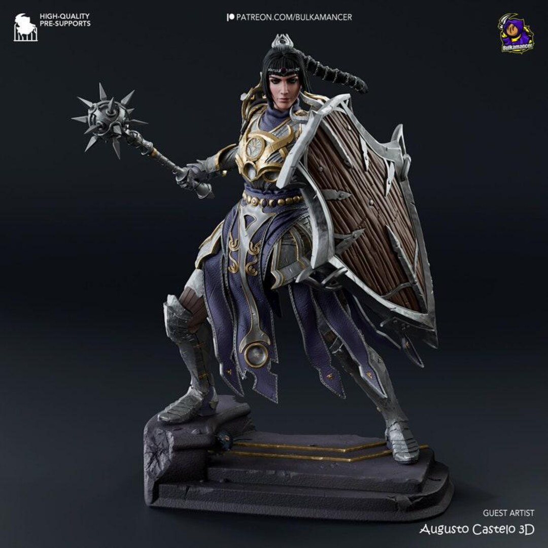 Knight Woman Resin Statue Fan Art Painted - Etsy
