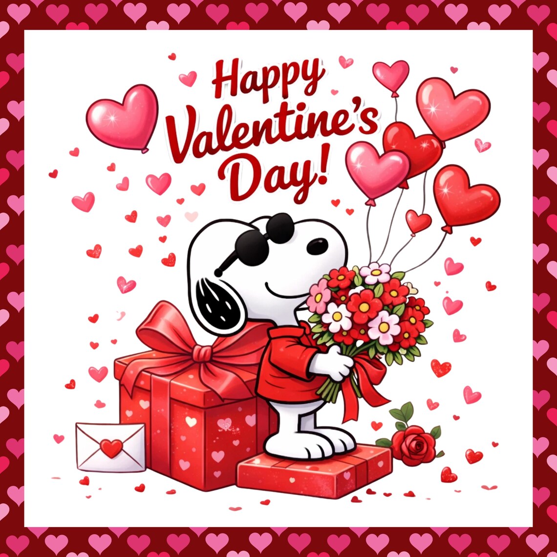 Snoopy Valentine Printable PNG & PDF | Cute Love Cartoon Dog Printable ...