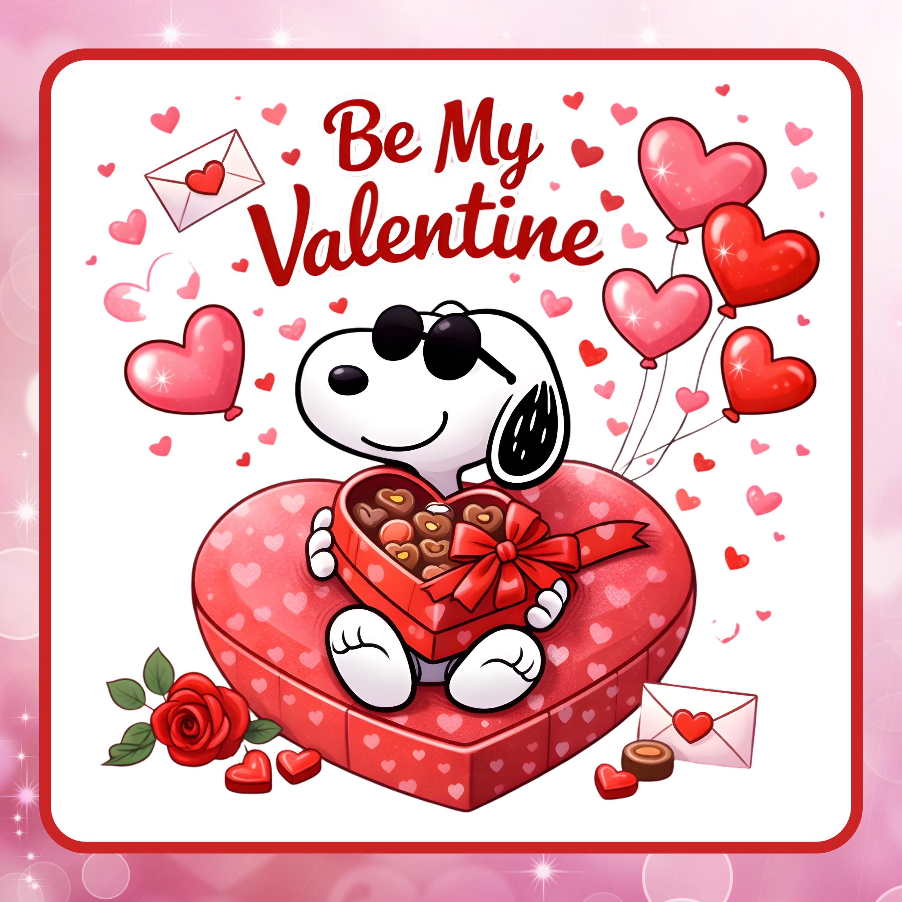 Snoopy Valentine Printable PNG & PDF | Cute Love Dog 4x4 Printable ...