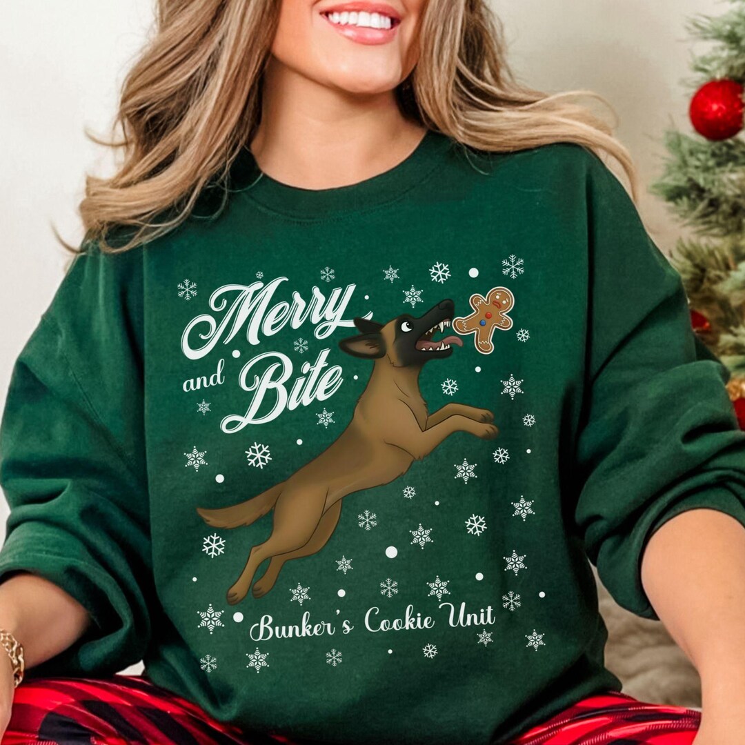 Personalized Belgian Malinois Christmas Sweatshirt, Merry and Bite ...