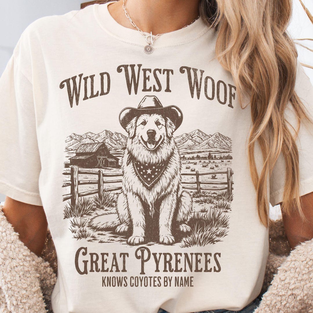 Wild West Great Pyrenees T-shirt – Dog Mom Gift, Western Ranch Dog ...