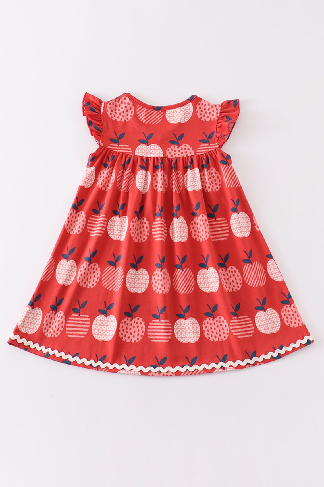 Apple Print Ruffle Dress, Girl Dress, Back to School Dress, Ruffle ...
