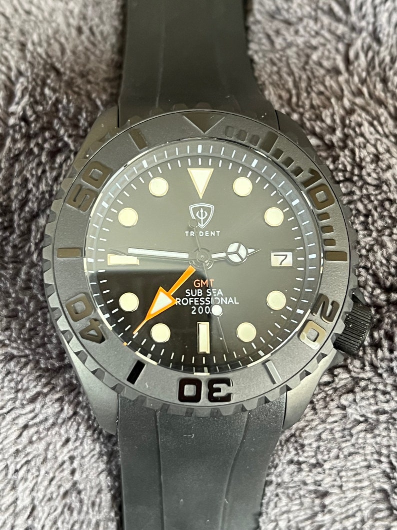 Trident Subsea 200 GMT Black PVD Diver Seiko NH34 Powered - Etsy
